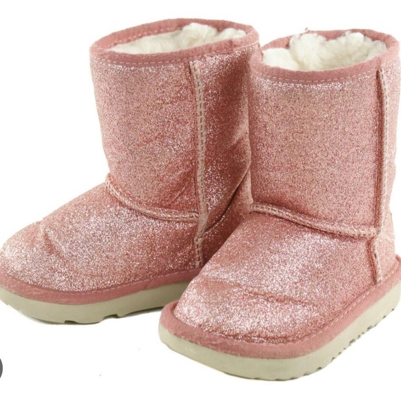 UGG | Shoes | Ugg Classic Short Ii Metallic Glitter Pink Boot Sz | Poshmark
